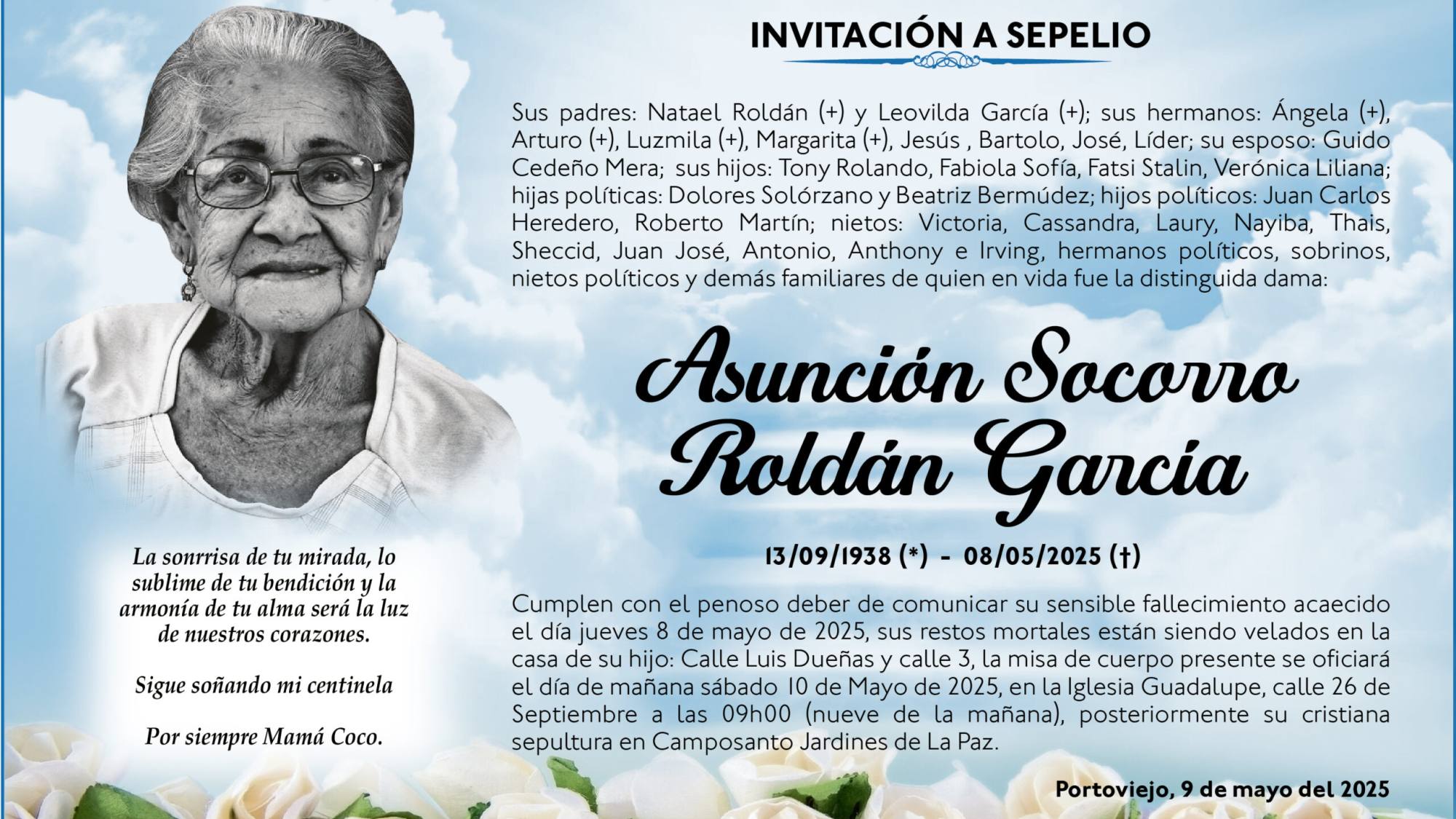 INVITACIÓN A SEPELIO: Asunción Socorro Roldán García