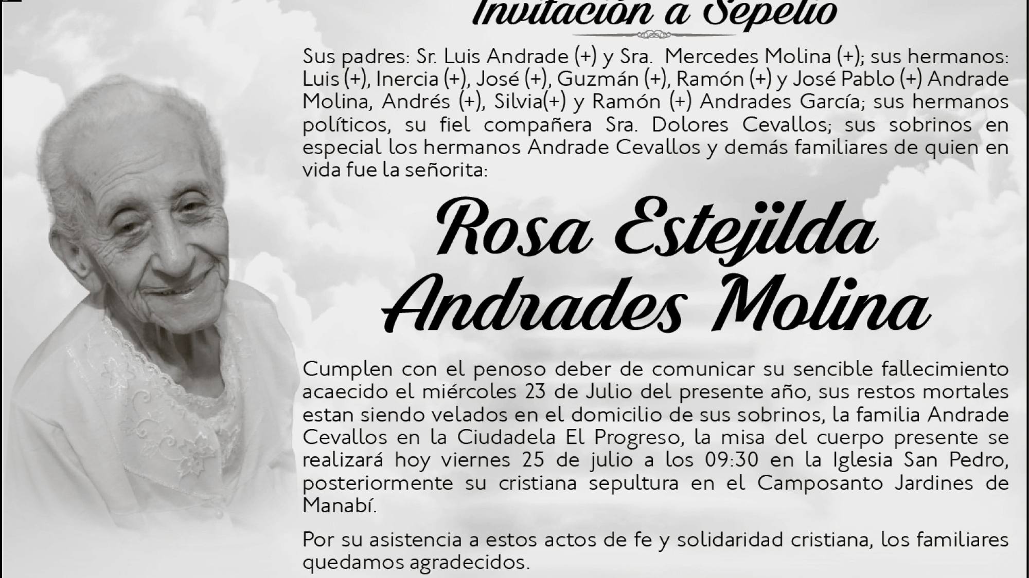INVITACIÓN A SEPELIO: Rosa Estejilda Andrades Molina
