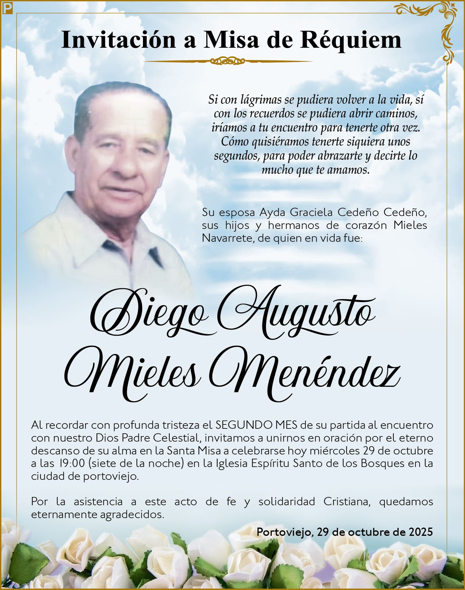 INVITACIÓN A SEPELIO: Erick Faraday Cevallos Maestre