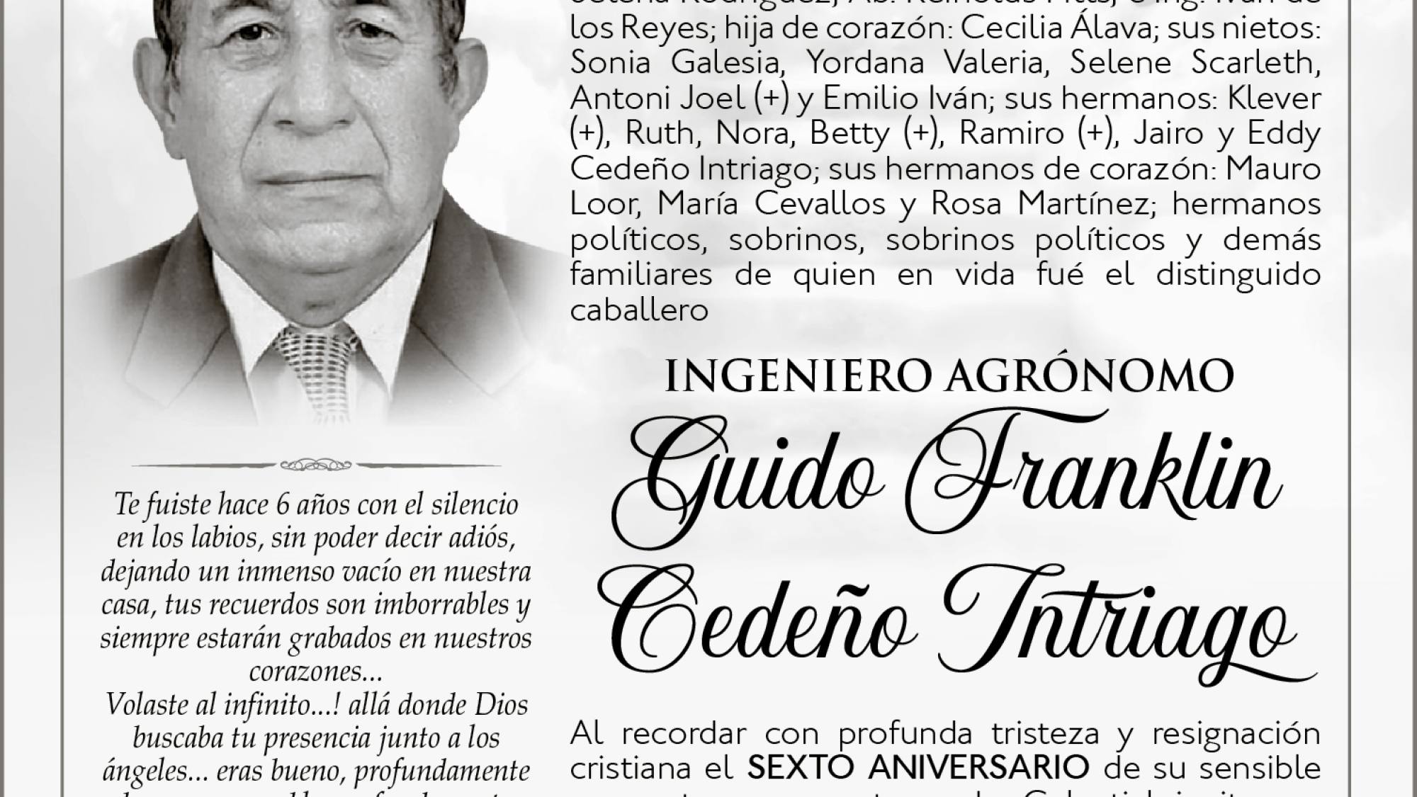 INVITACIÓN A MISA: Guido Franklin Cedeño Intriago