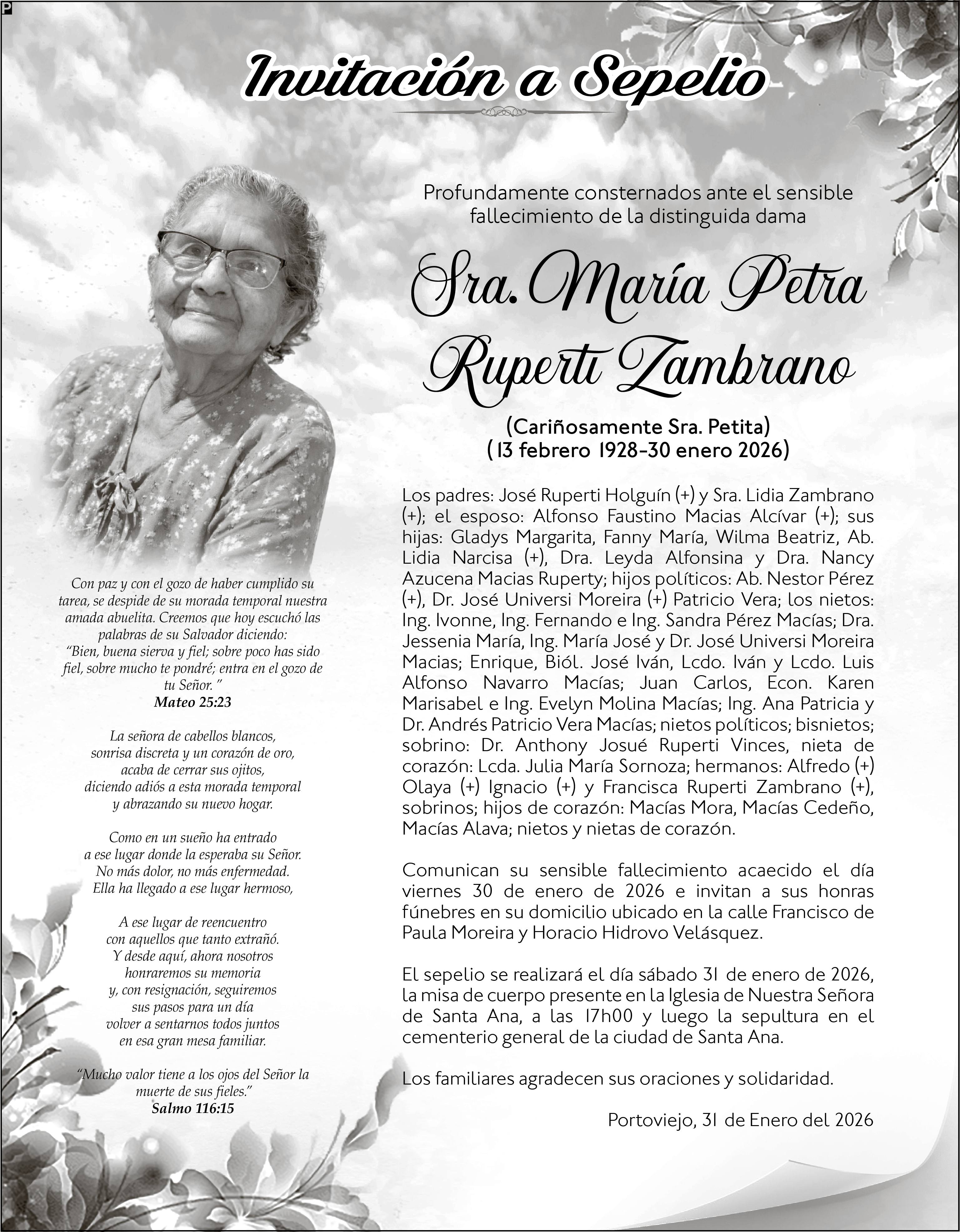 SEPELIO MARIA PETRA RUPERTI ZAMBRANO