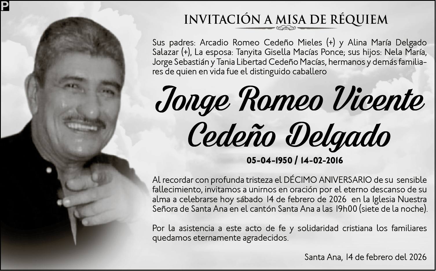 MISA Jorge Romeo Vicente Cedeño Delgado