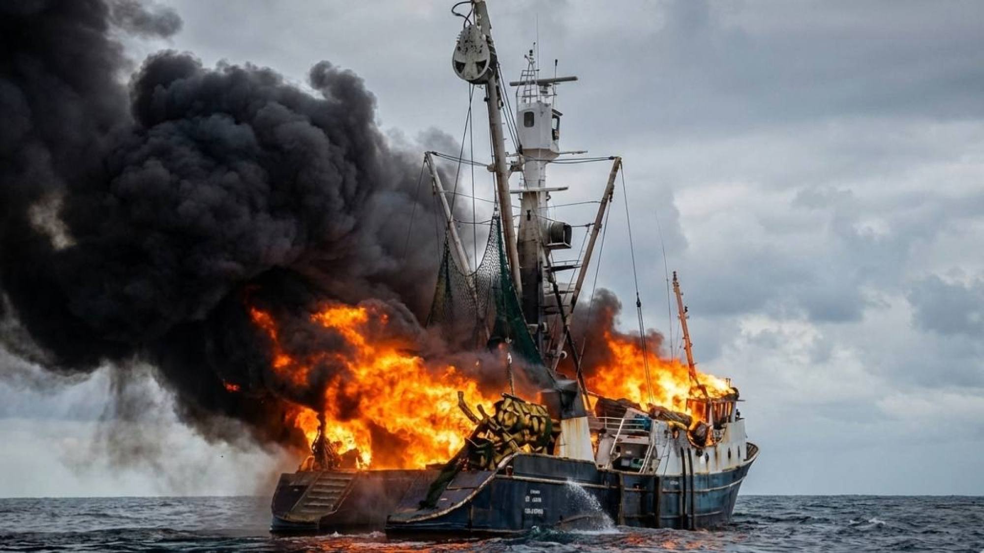 Barco atunero que zarpó de Manta se hunde tras incendio