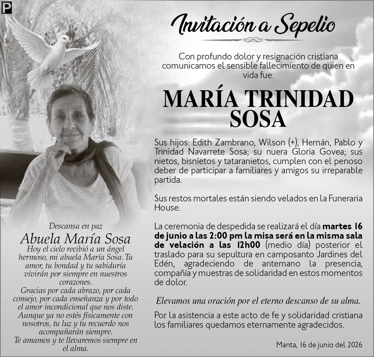 SEPELIO MARIA TRINIDAD SOSA