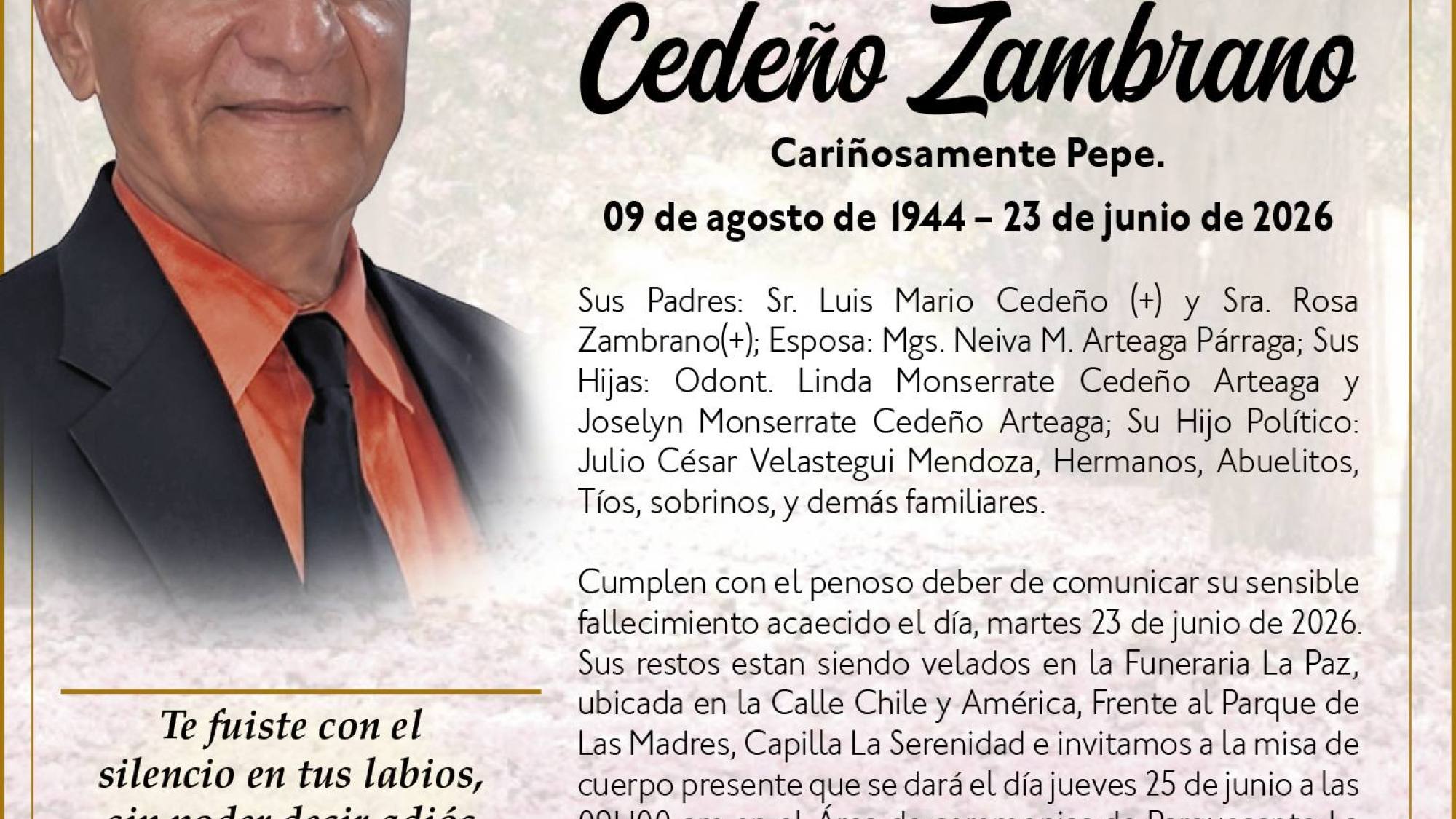 SEPELIO DR JOSE TOBIAS CEDEÑO ZAMBRANO